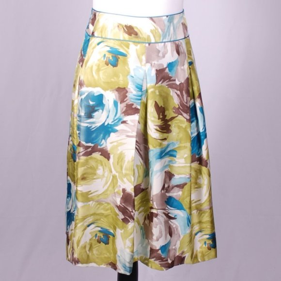 Talbots | Skirts | Euc Talbots Silk Floral Pleated Aline Skirt Sz 2 ...